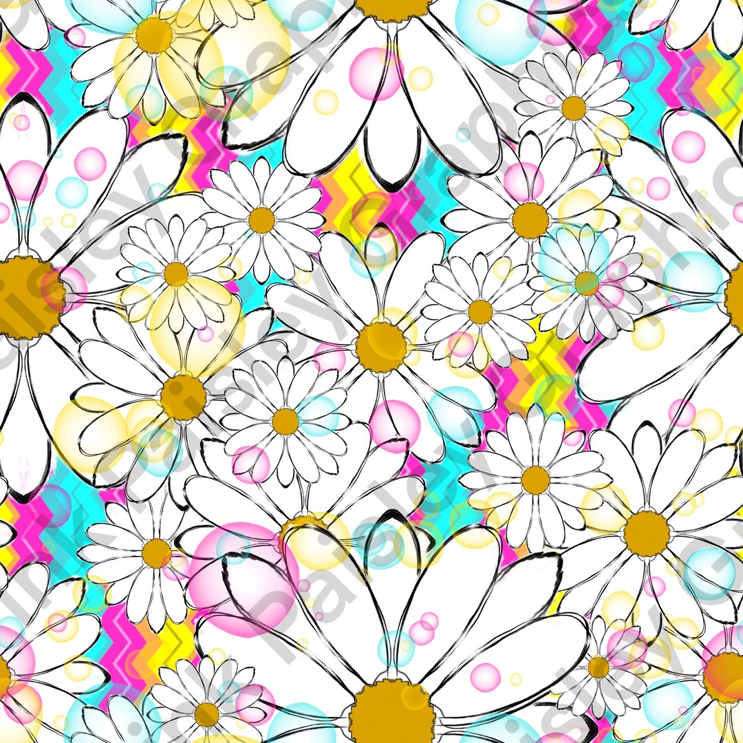 Daisy Floral - Bright Colors - Chevron - Neon - Spring Design ...