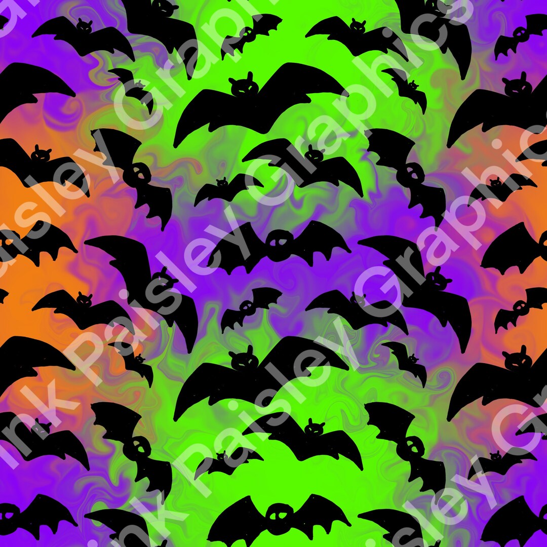 Doodle Bats Color Swirl Halloween Seamless Design TWO - Etsy