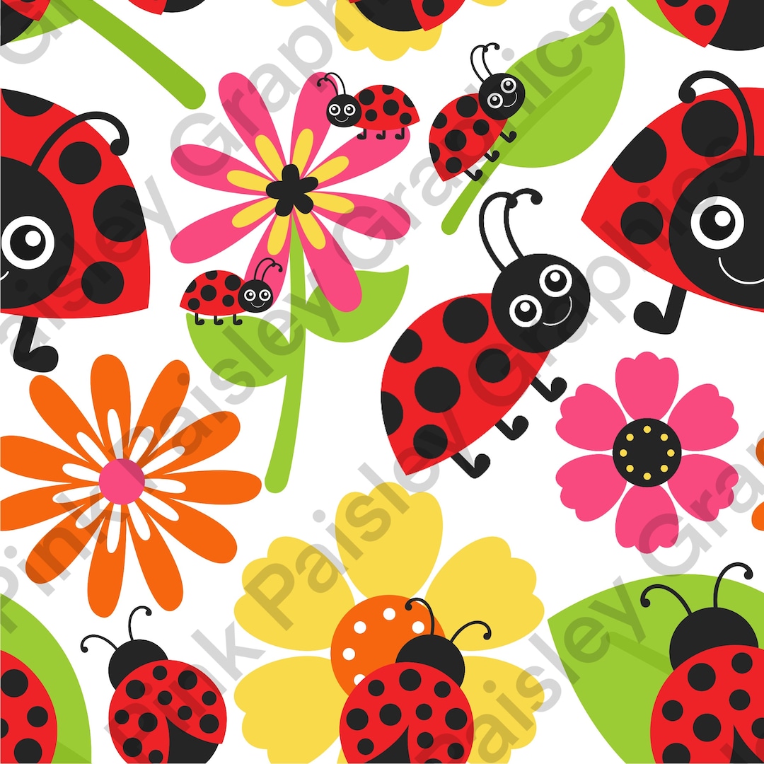 Lady Bug Floral Seamless Design High Res Digital Files - Etsy