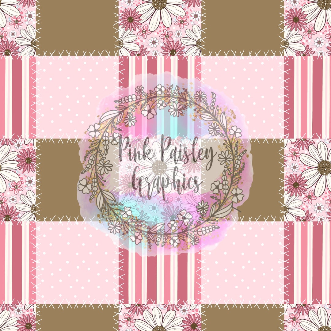Cottage Core - Patchwork - Pink - Floral - Seamless Design - Etsy