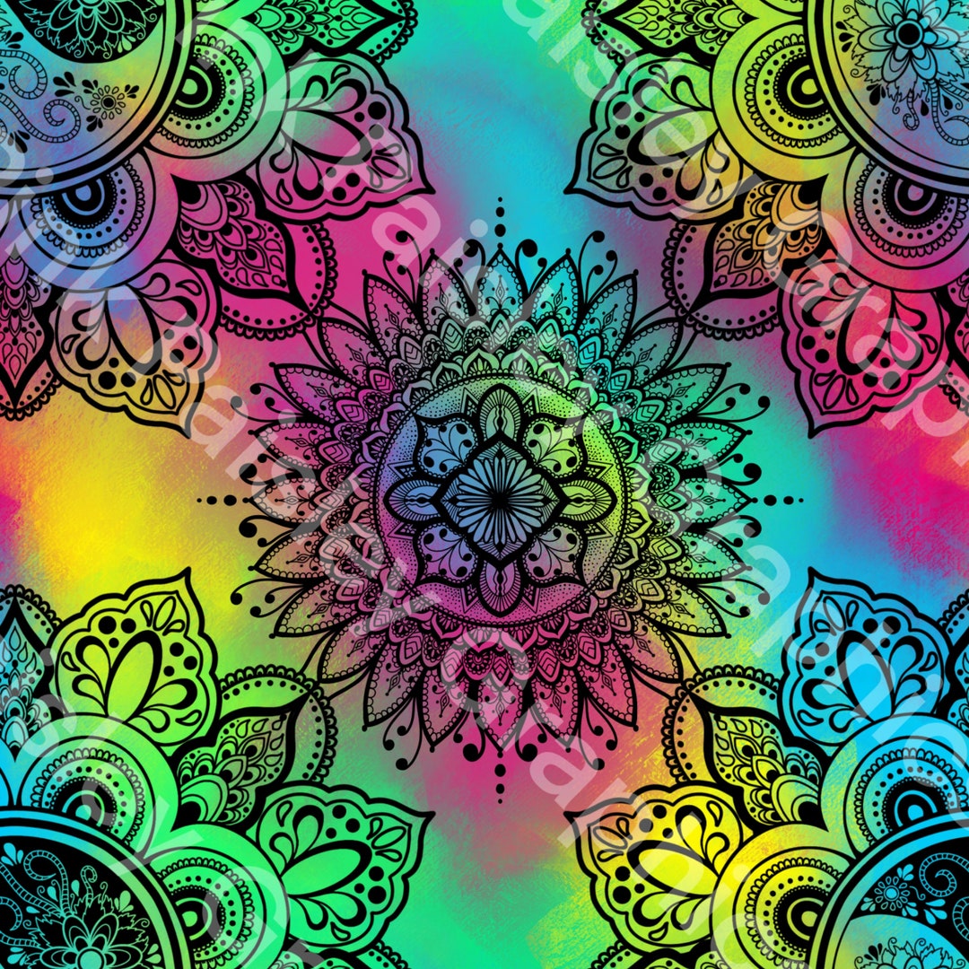 Groovy Mandala - Neon - Rainbow - Seamless Design - Seamless File - Etsy