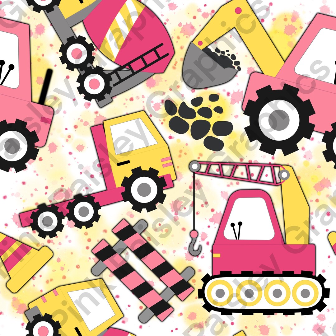 Pink Construction Seamless Design - Etsy