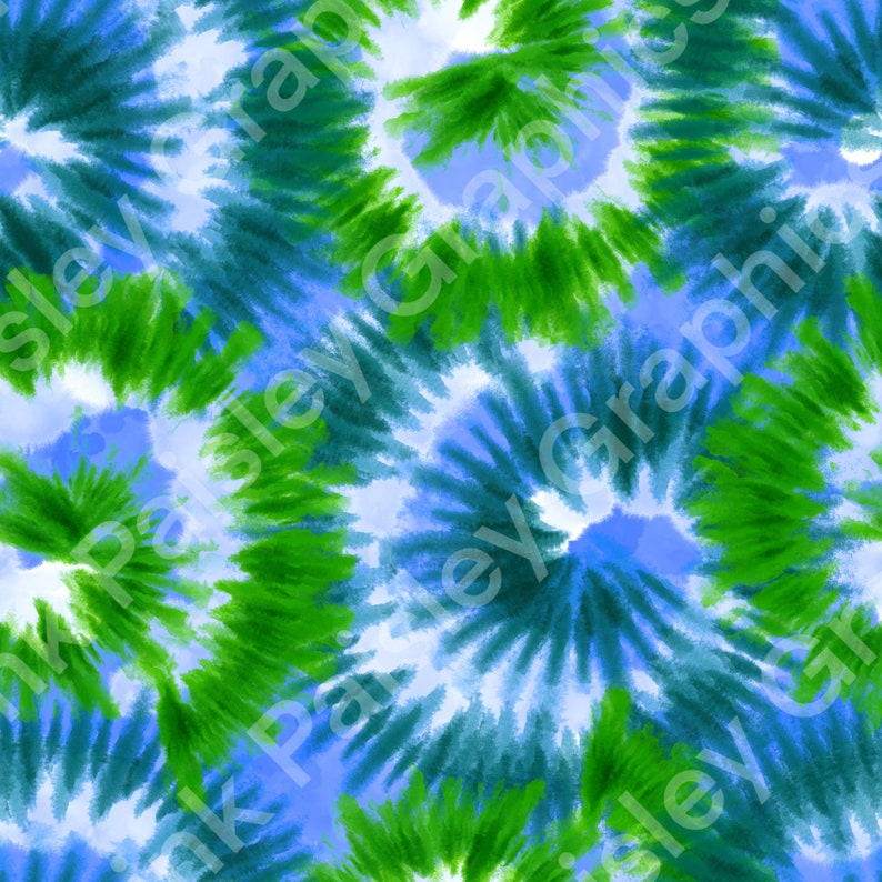 Blue & Green Watercolor Tie Dye Seamless Design - Etsy