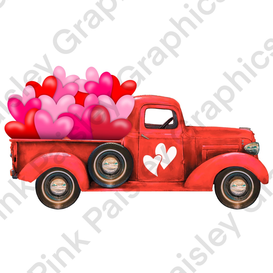 Valentines Truck - Heart Truck - Red Truck - Valentines Design - PNG ...