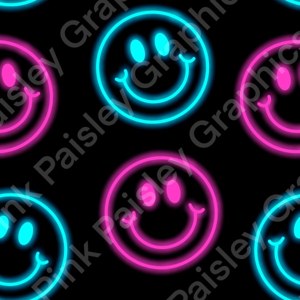 Neon Smiley Face - Etsy