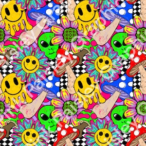 Trippy - Groovy - Hippie - Crayon Texture - Seamless Design - Etsy