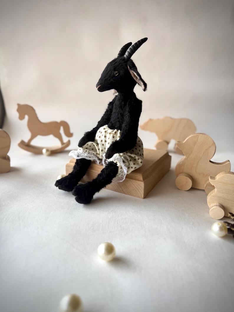 Black Goat Doll, Teddy Goat, Goat Art Doll, Plush Goat, Stuffed Animals ...
