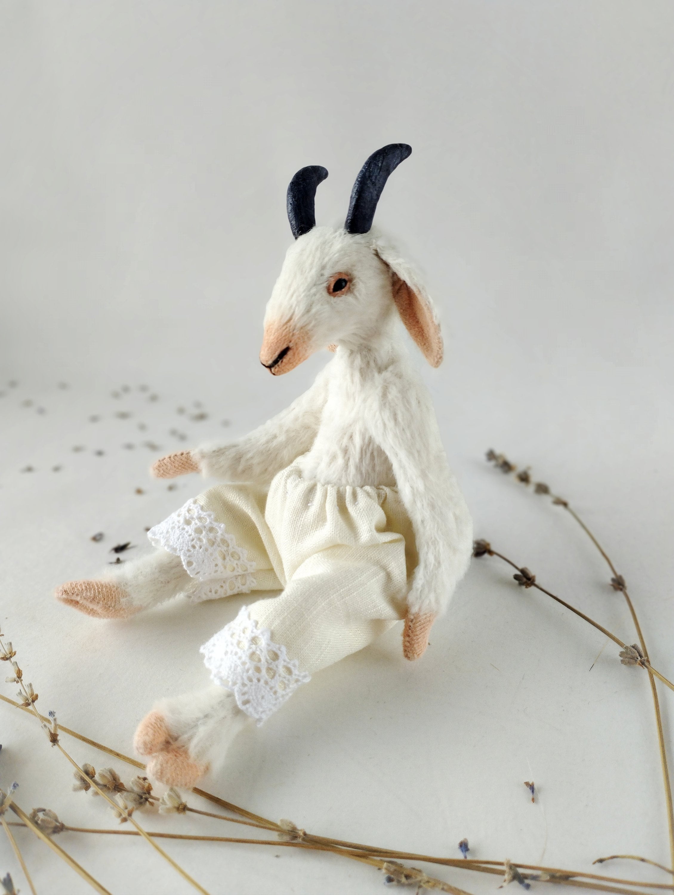 Black Goat, Teddy Goat, Goat Art Doll, Plush Goat, Stuffed Animals ...