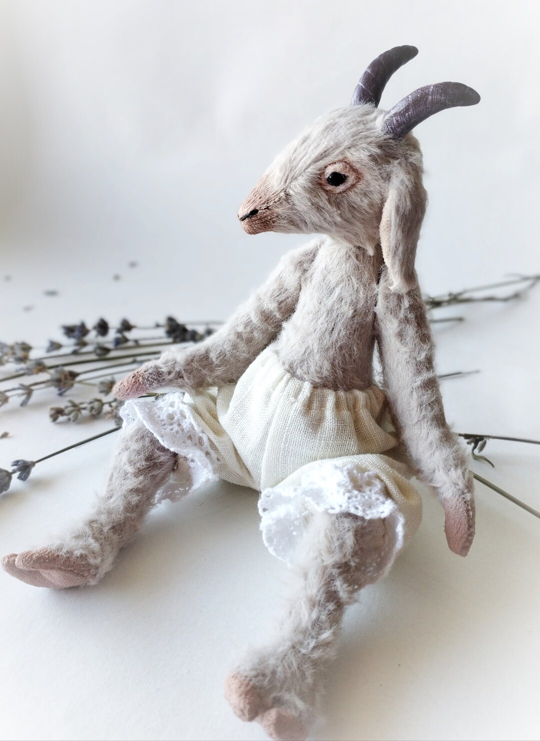 Lavender Goat, Teddy Goat, Goat Art Doll, Plush Goat, Stuffed Animals ...