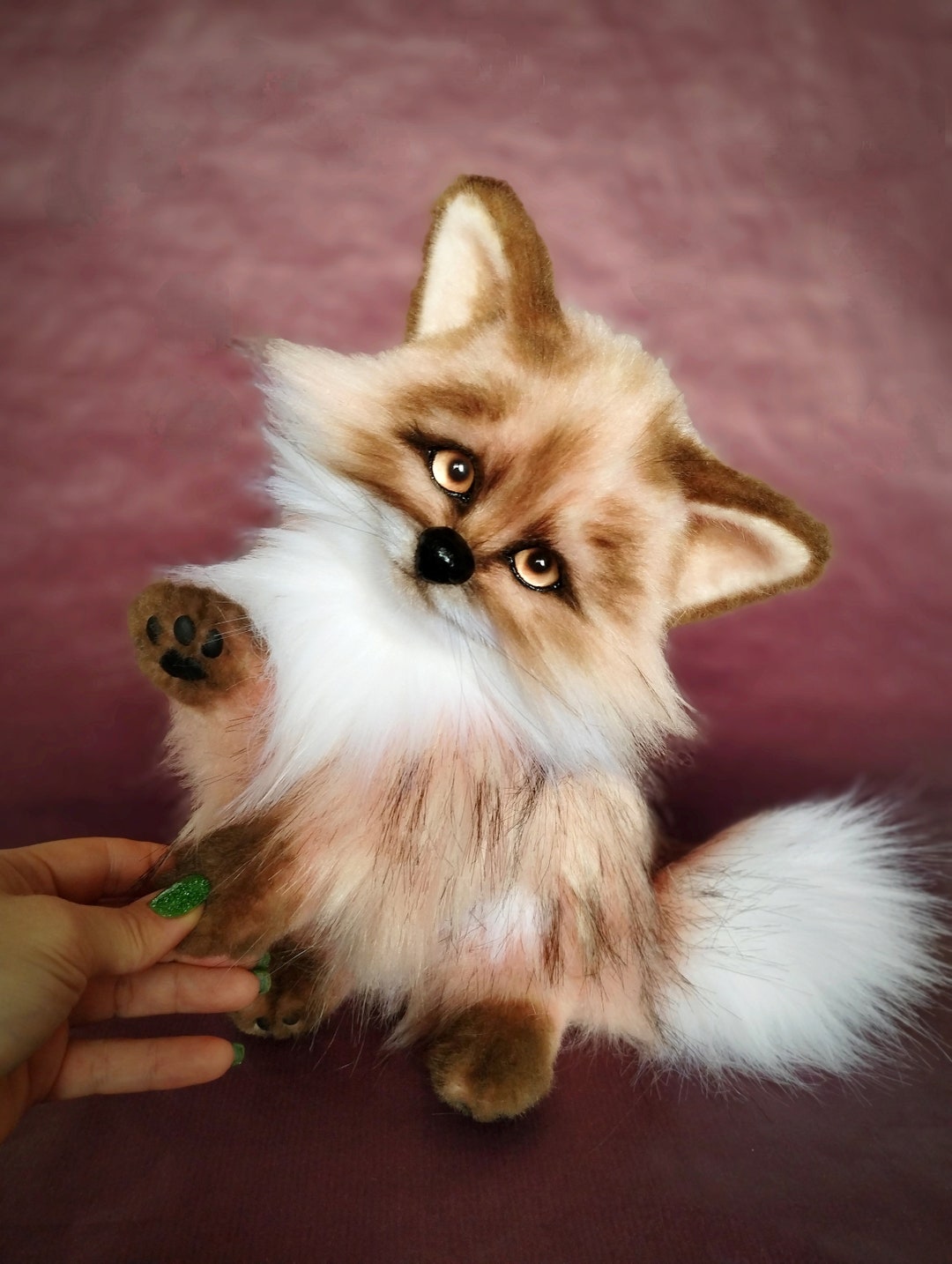 Ooak Plush Fox, Custom Realistic Stuffed Fox Animal, Cute Plushie, Gold ...