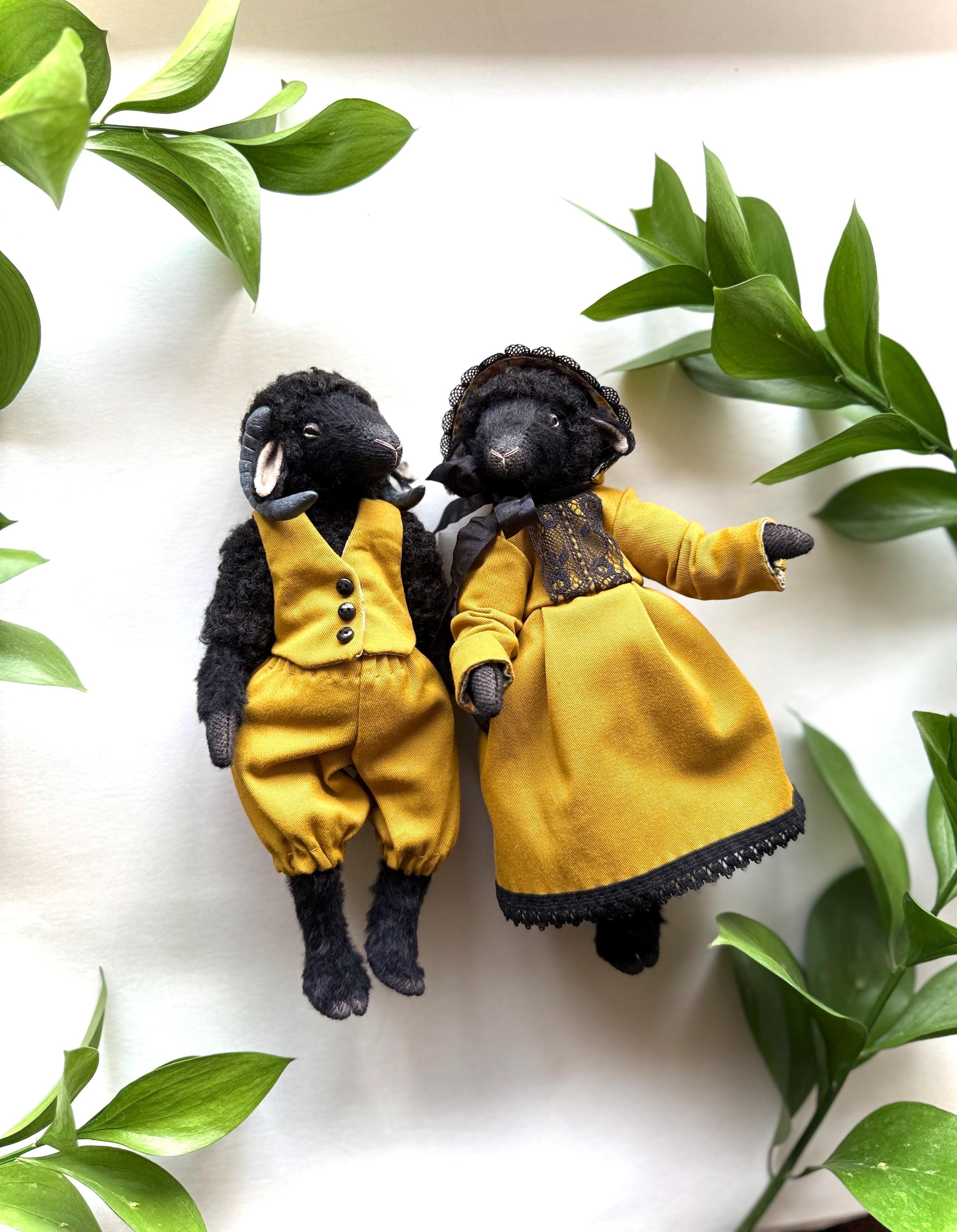 Black Sheep Art Doll, Black Ram, Teddy Sheep, Plush Sheep, Stuffed ...
