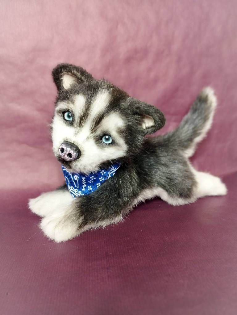 Realistic Husky Puppy Toyplush Dogrealistic Toycollectible - Etsy