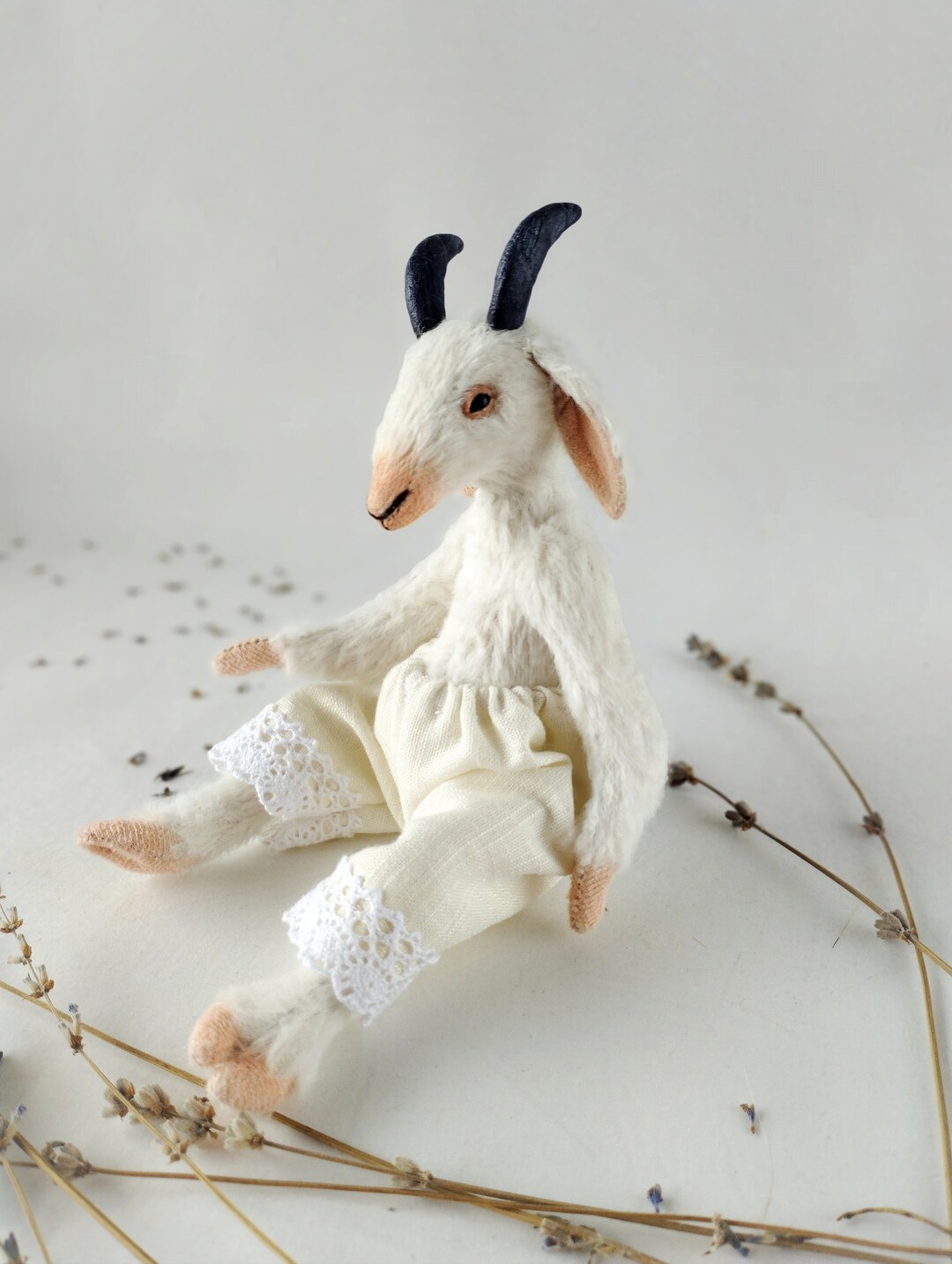 White Goat, Teddy Goat, Goat Art Doll, Plush Goat, Stuffed Animals,goat ...