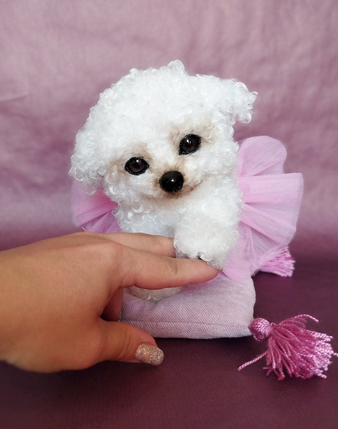 Little Cute Curly White Poodle Plush Toy, Custom Plushie Dog, Stuffed ...