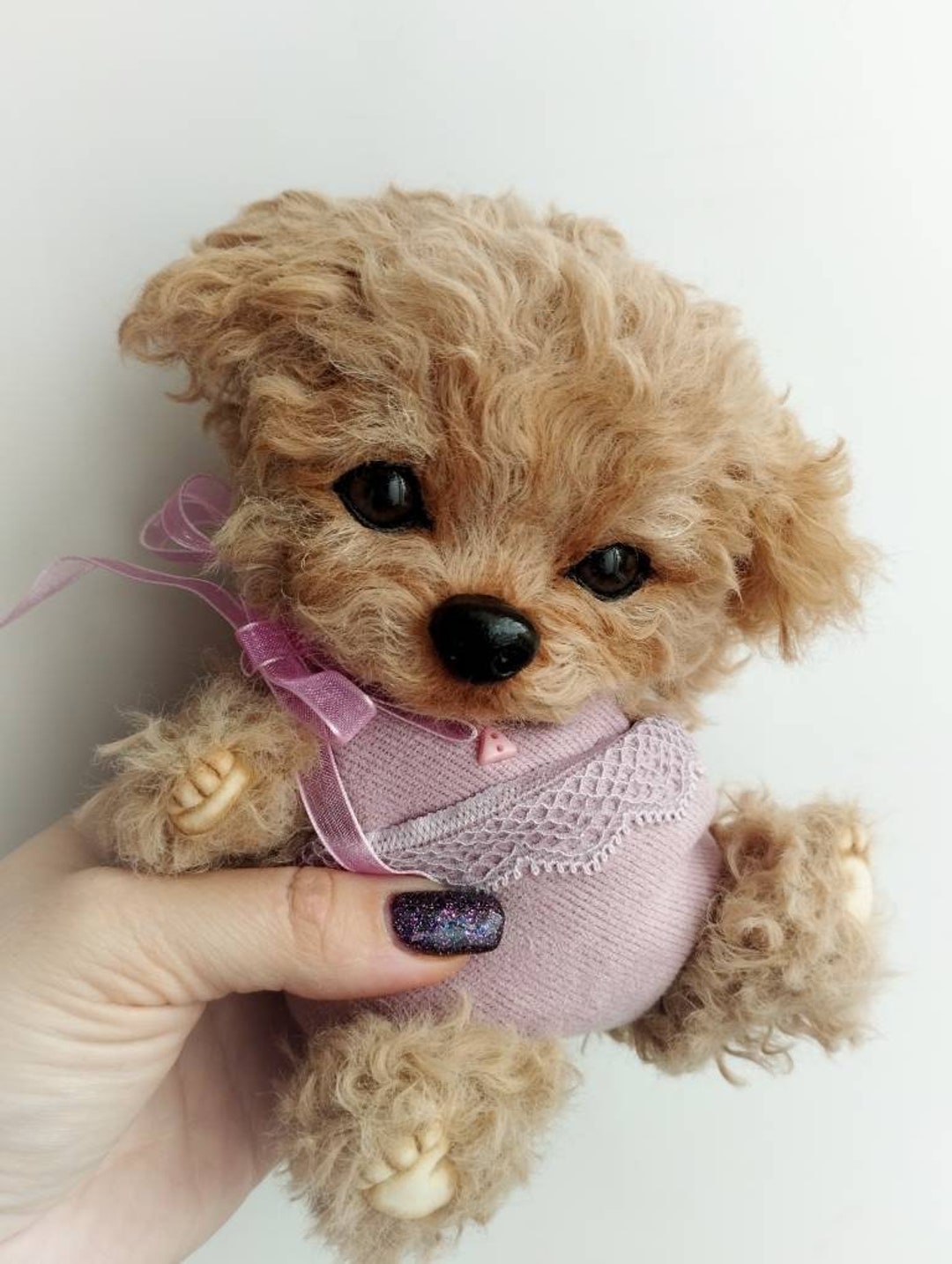 Small Realistic Hand Drawn Curly Puppy, Teddy Puppy,plush Dog,realistic ...