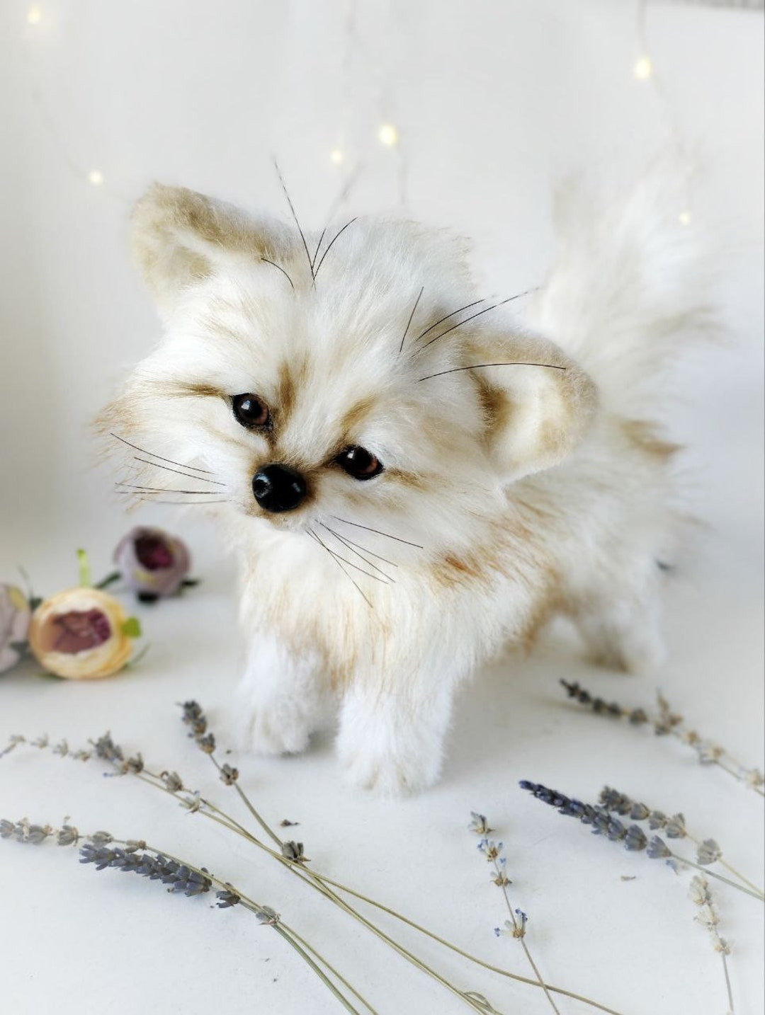 White Cute Plush Fox Animal, Winter Fox Stuffed Animals, Realistix Fox ...