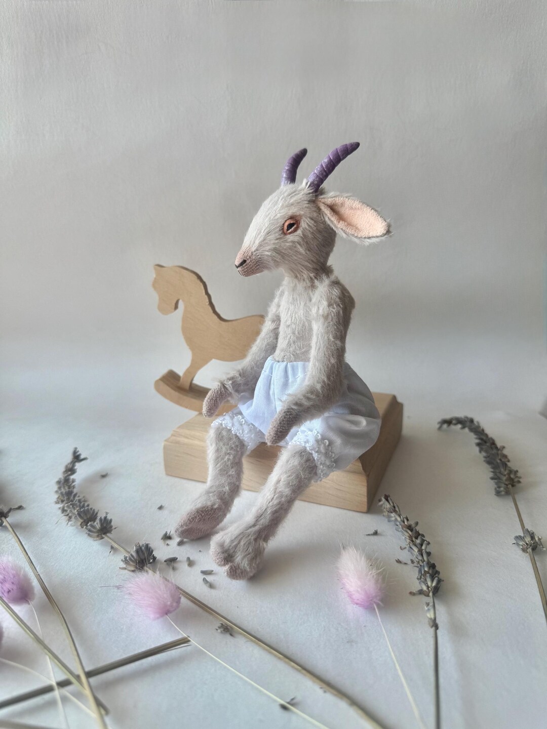 Lavender Goat, Teddy Goat, Goat Art Doll, Plush Goat, Stuffed Animals ...