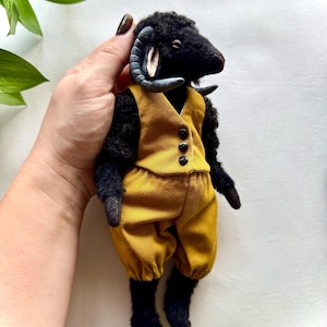 Black Sheep Art Doll, Black Ram, Teddy Sheep, Plush Sheep, Stuffed ...