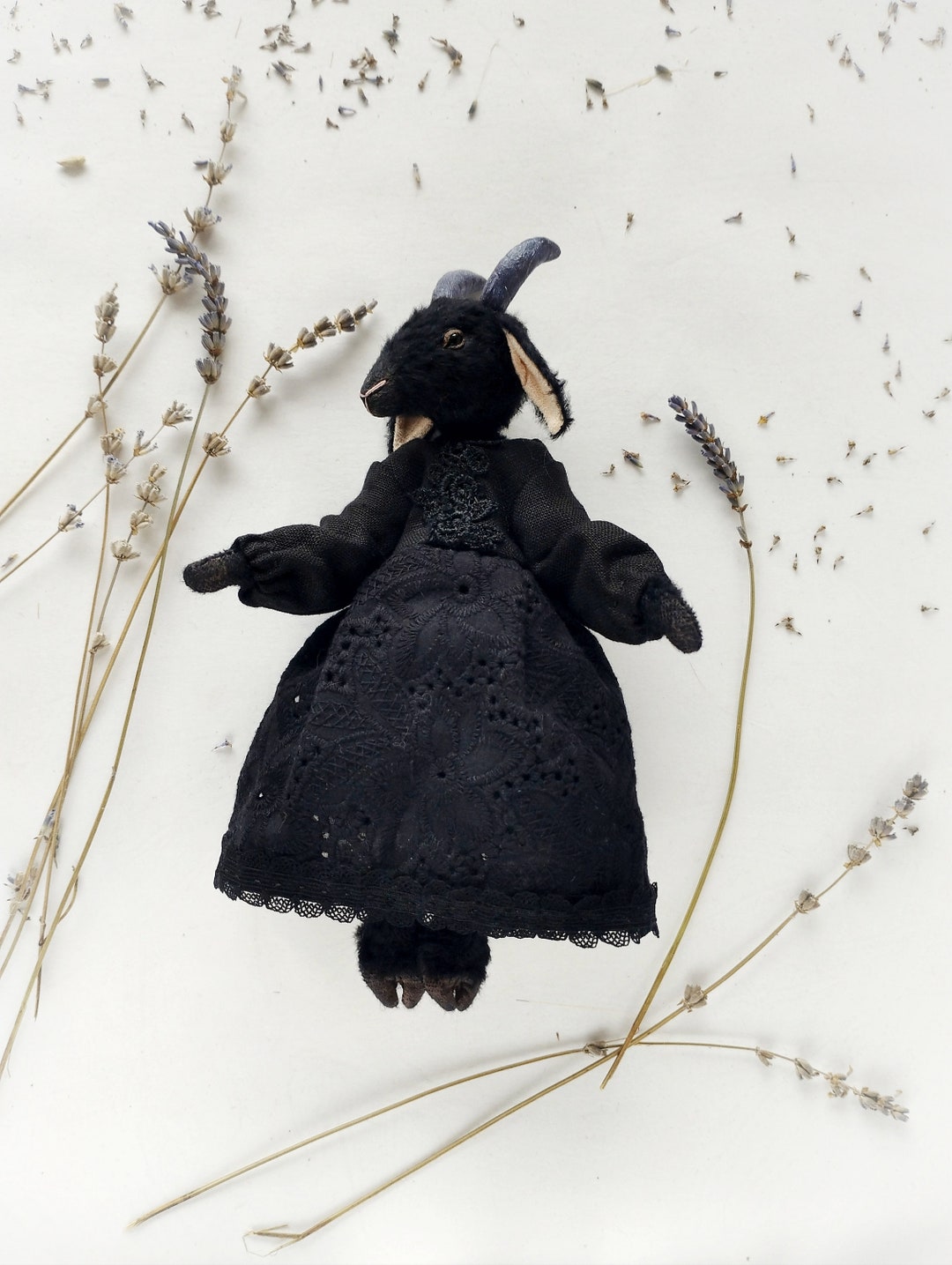 Black Goat, Teddy Goat, Goat Art Doll, Plush Goat, Stuffed Animals ...