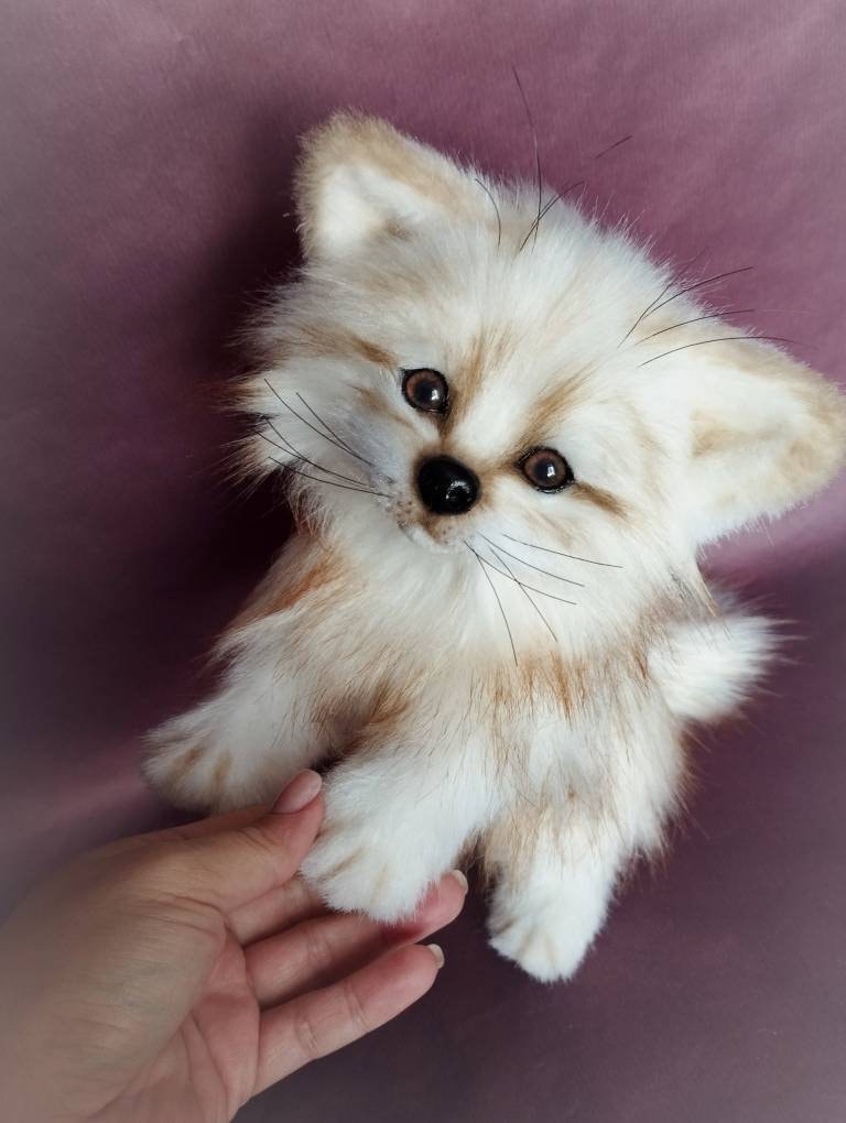 Realistic White Fox Toy Plush Toy Fox Stuff Handmade - Etsy