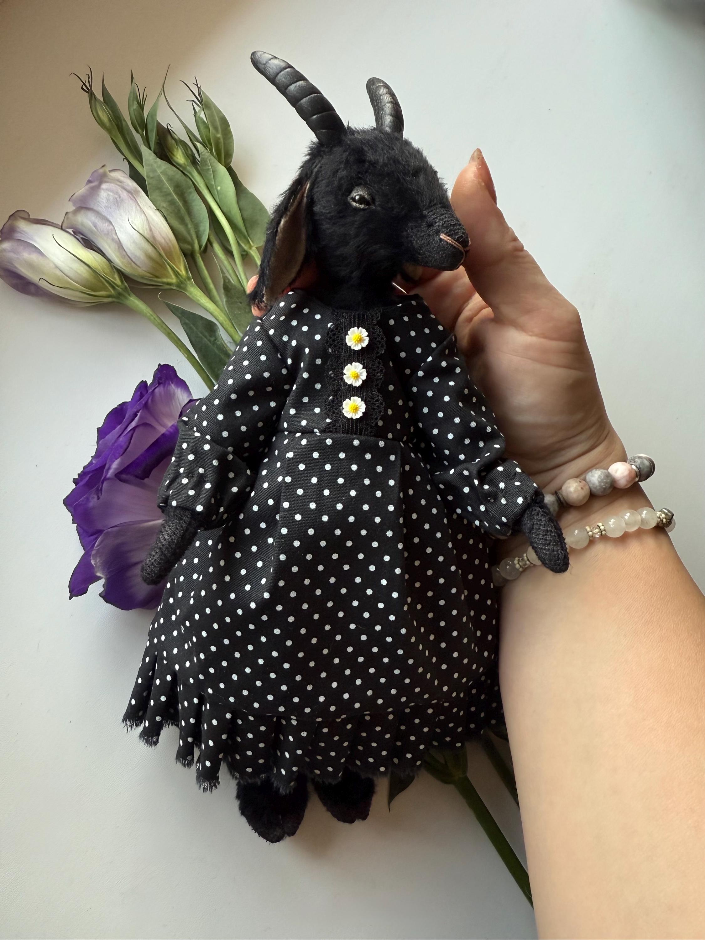 Goat Art Dolls in Dresses,handmade Custom Goat Doll, Plush Goat,black ...