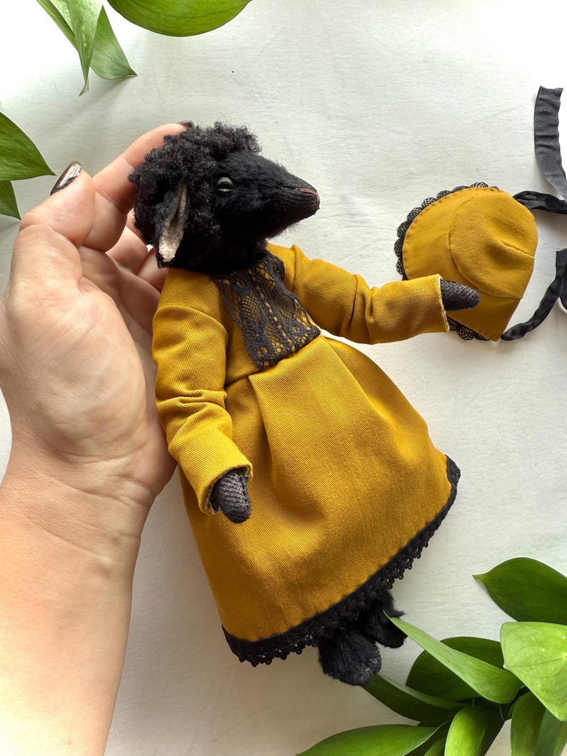 Black Sheep Art Doll, Black Ram, Teddy Sheep, Plush Sheep, Stuffed ...