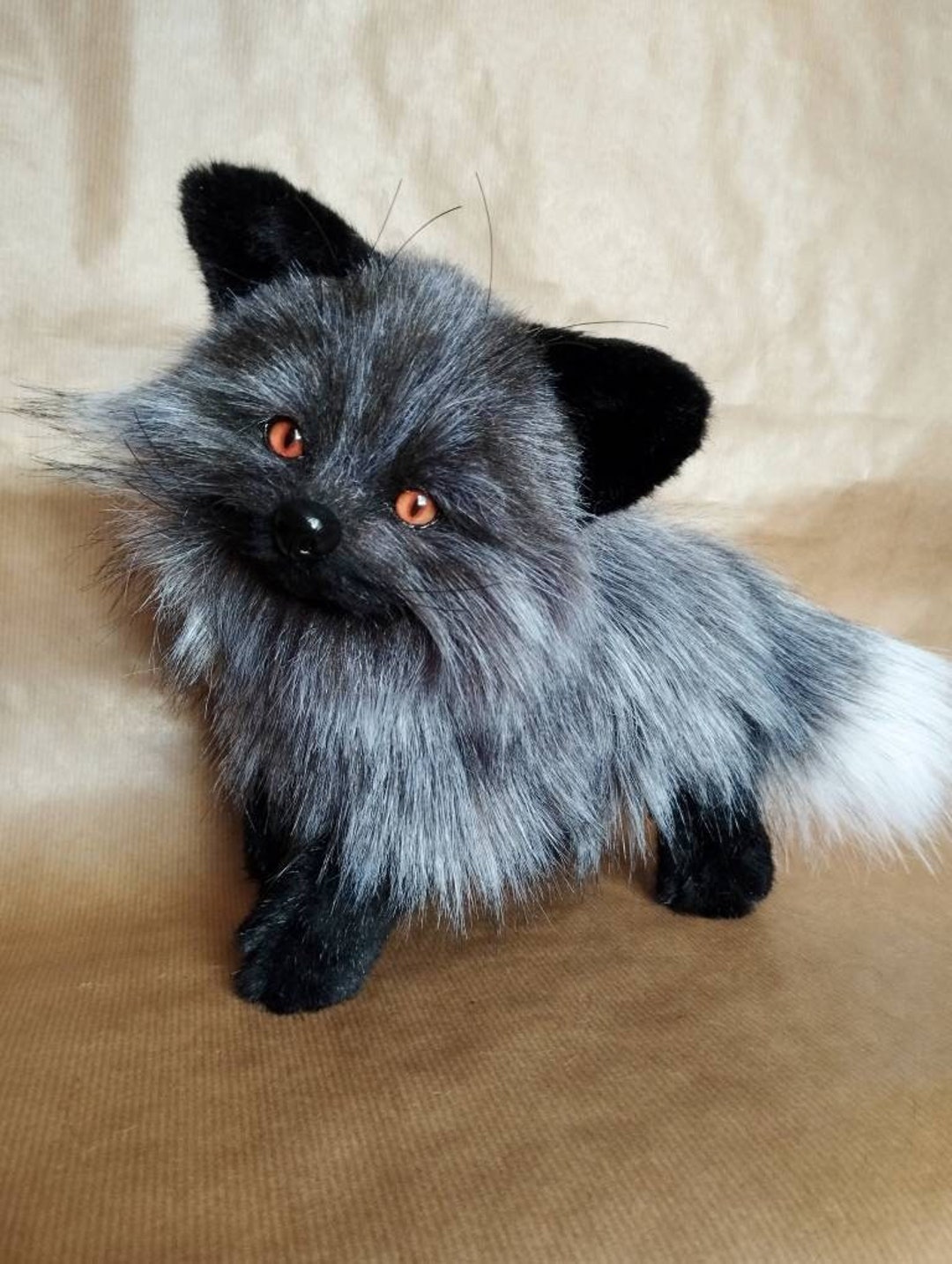 Realistic Silver Fox Toy, Plush Toy Fox, Stuff Handmade Toy,realistic ...