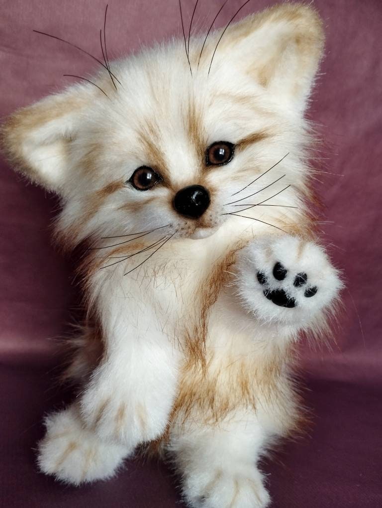 Realistic White Fox Toy Plush Toy Fox Stuff Handmade - Etsy