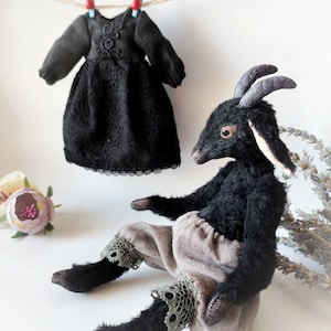 Black Goat, Teddy Goat, Goat Art Doll, Plush Goat, Stuffed Animals ...