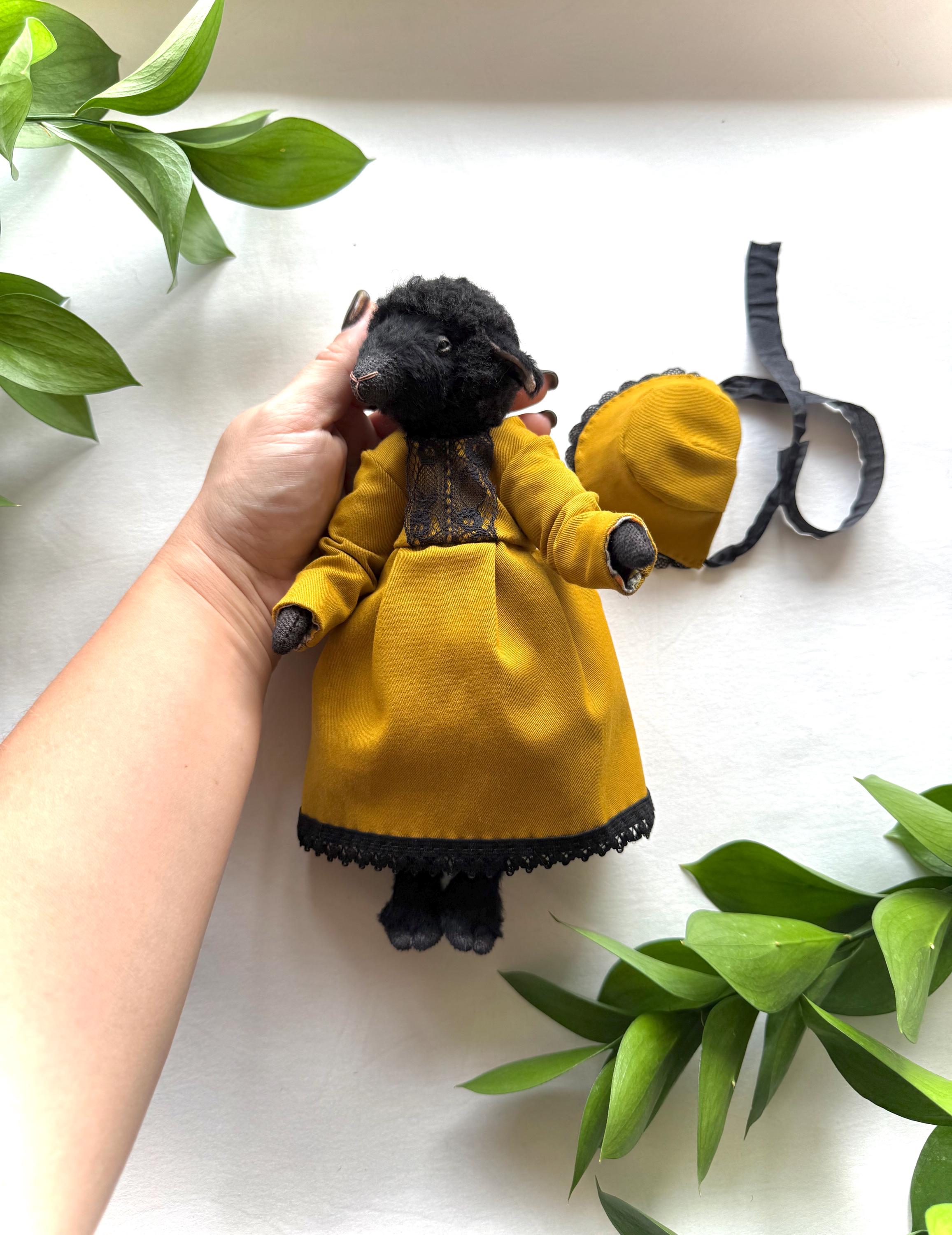 Black Sheep Art Doll, Black Ram, Teddy Sheep, Plush Sheep, Stuffed ...