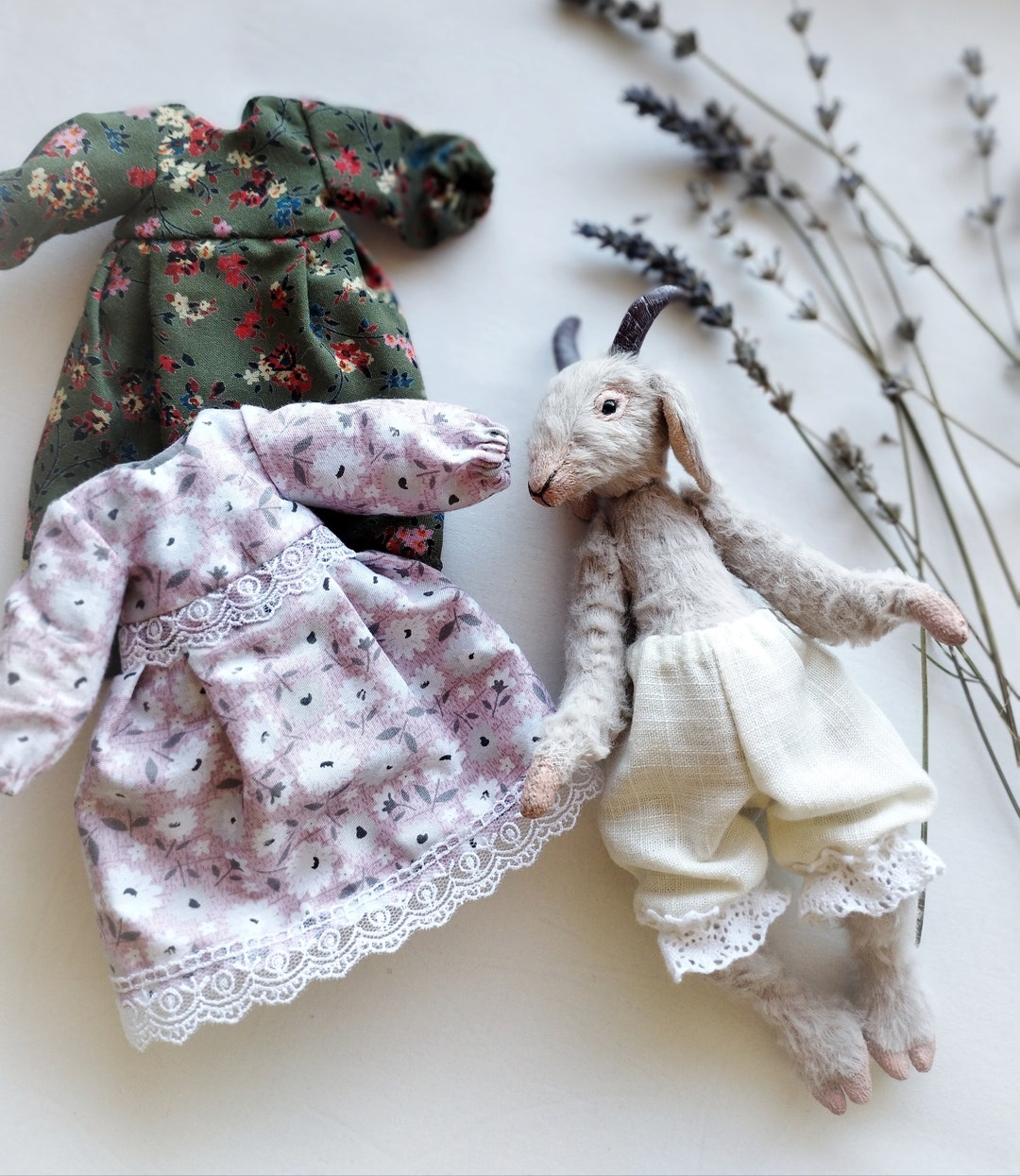 Lavender Goat, Teddy Goat, Goat Art Doll, Plush Goat, Stuffed Animals ...