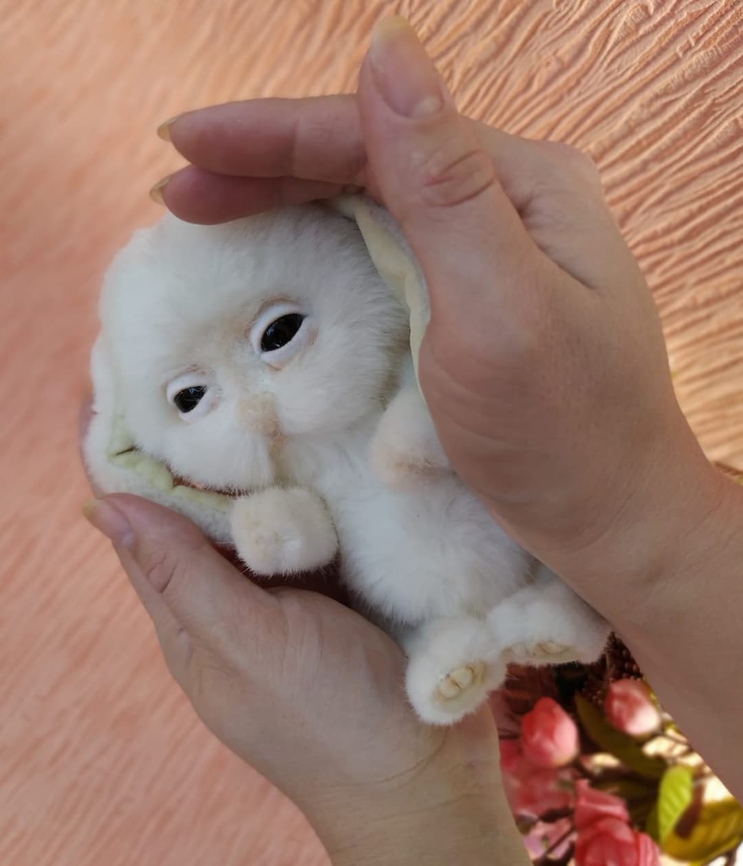 Realistic Bunny,white Plush Bunny,unique Handmade Toy,collectible Toy ...