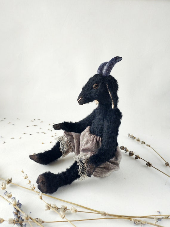 Black Teddy Goat Art Doll Custom Plush Goat Stuffed Animals Cute Plushie Goat Doll Etsy UK