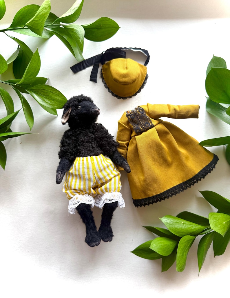 Black Sheep Art Doll, Black Ram, Teddy Sheep, Plush Sheep, Stuffed ...