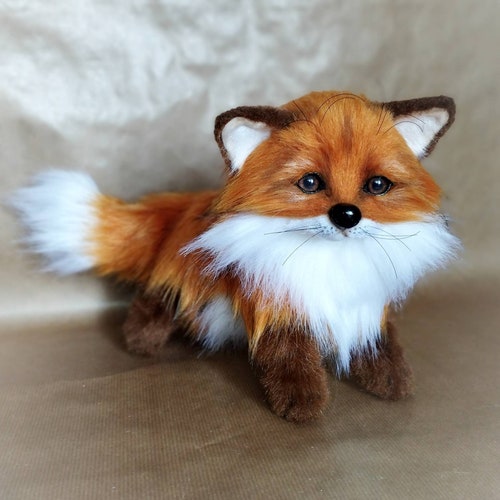 Realistic White Fox Toy Plush Toy Fox Stuff Handmade - Etsy