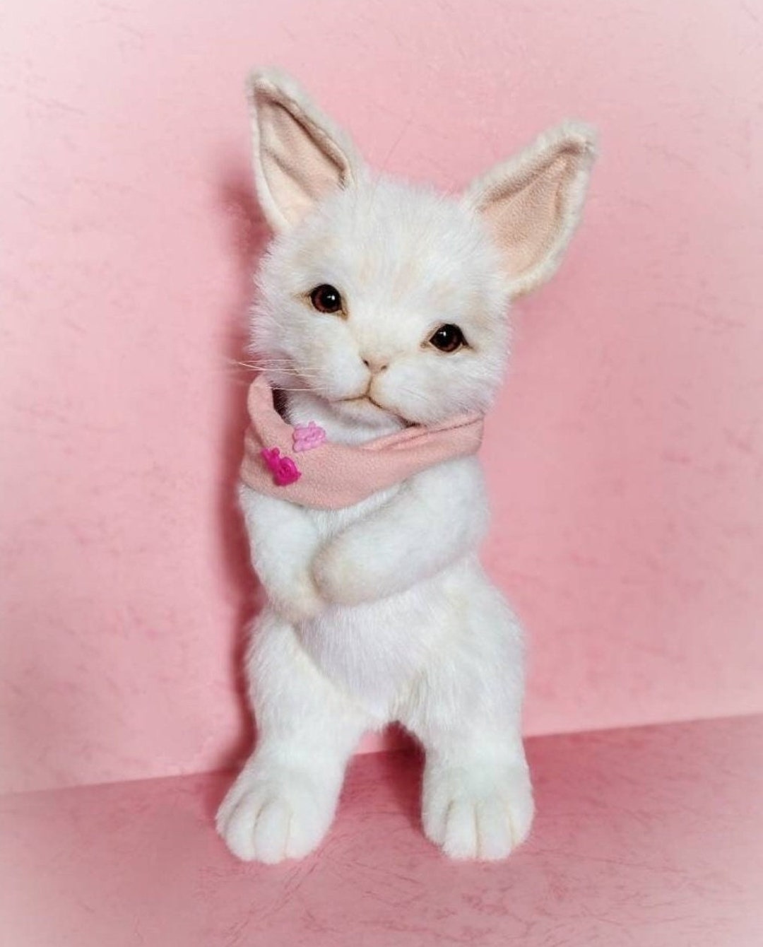 White Plush Bunny Rabbit Stuffed Animal, Realistic Custom Plushie Toy ...