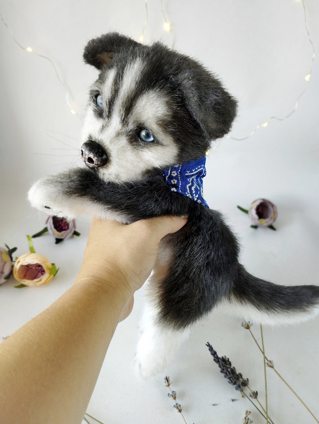 Realistic Handmade Husky Cute Plush Puppy Toy for Dog Lovers. Realistic ...