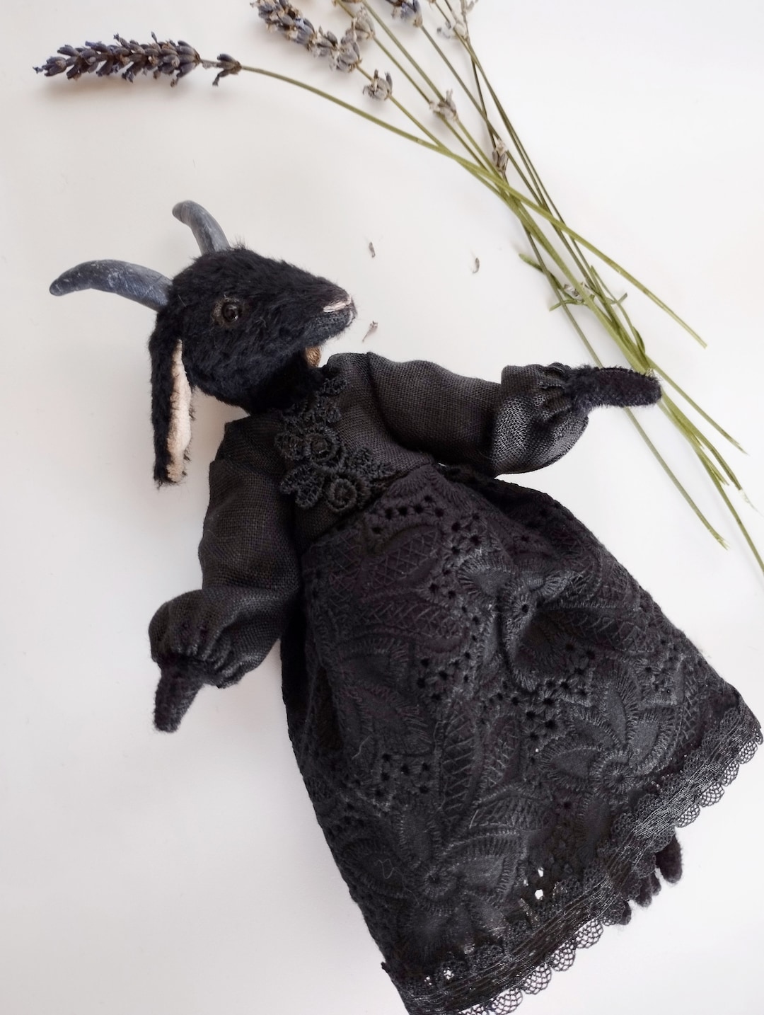 Black Goat, Teddy Goat, Goat Art Doll, Plush Goat, Stuffed Animals ...