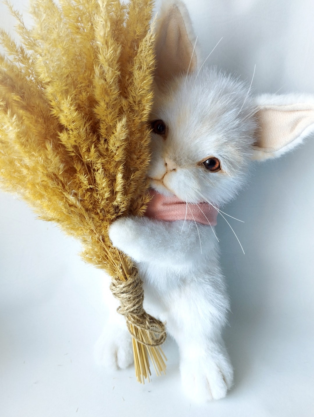 White Plush Bunny, White Rabbit Stuffed Animal, Realistic Plushie Toy ...