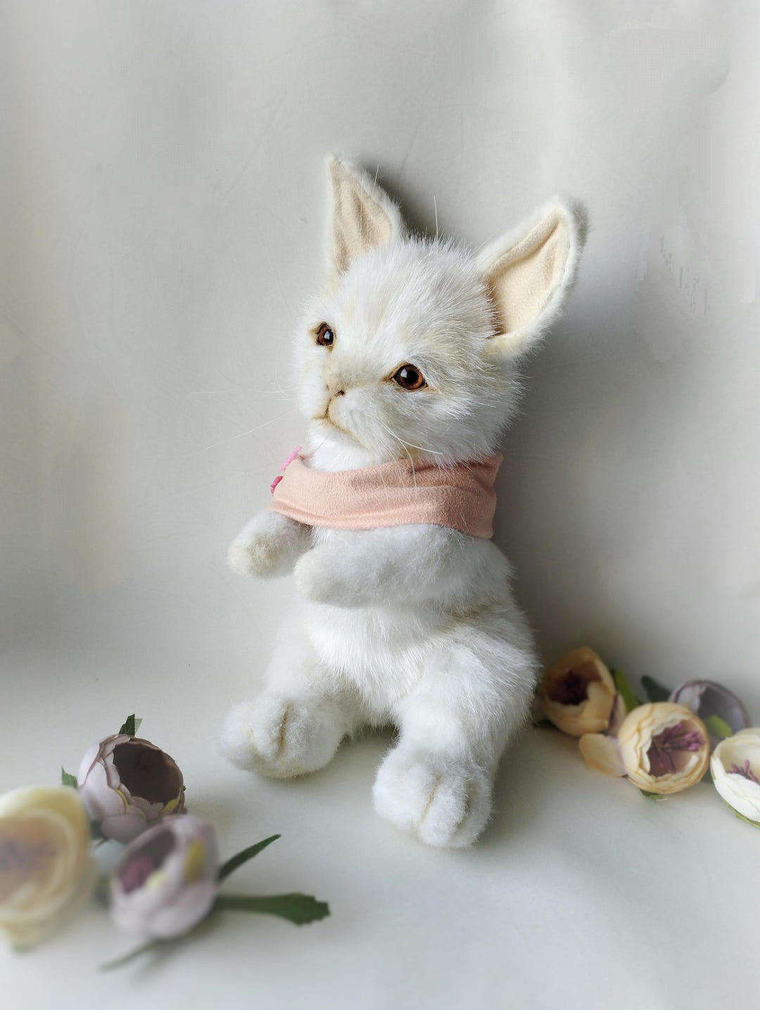 Fantasy Cute Plush White Rabbit, Handmade Realistic Rabbit, Plush Bunny ...