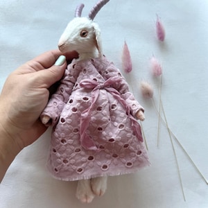 Goat Art Dolls in Dresses,handmade Custom Goat Doll, Plush Goat,black ...