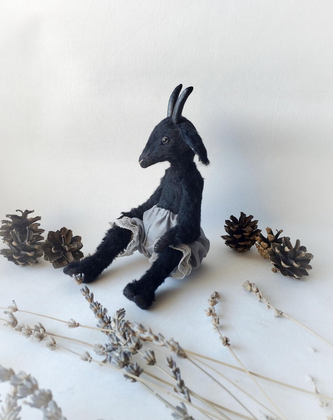 Black Goat Doll, Teddy Goat, Goat Art Doll, Plush Goat, Stuffed Animals ...