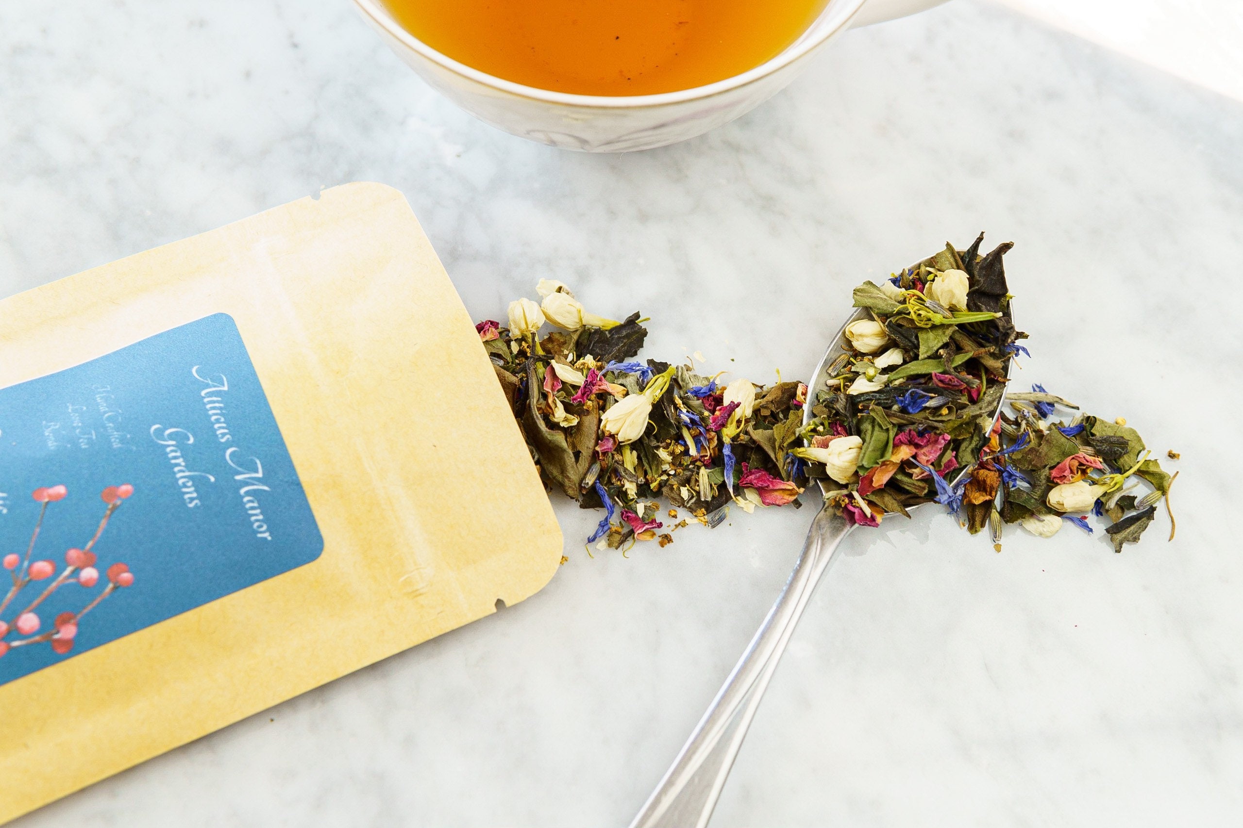 Floral White Tea Blend, Romantic Gardens, Loose Leaf, Organic, Jasmine ...