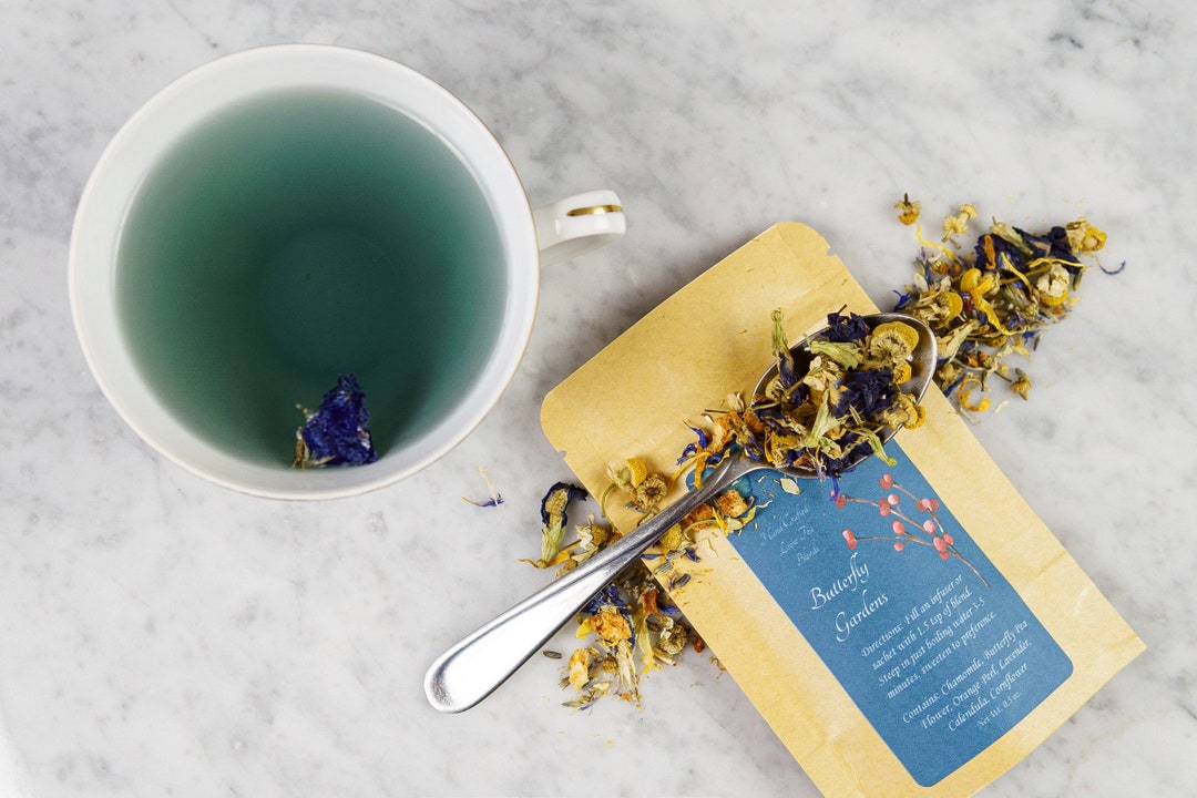 Butterfly Pea Tea Blend, Butterfly Gardens, Handcrafted Loose Leaf Tea ...