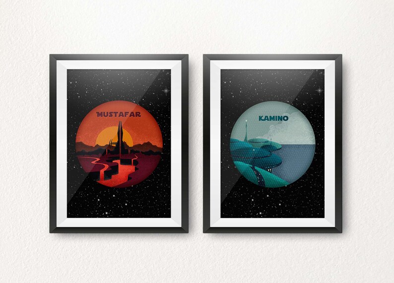 STAR WARS PLANETS illustration poster collection - Etsy France
