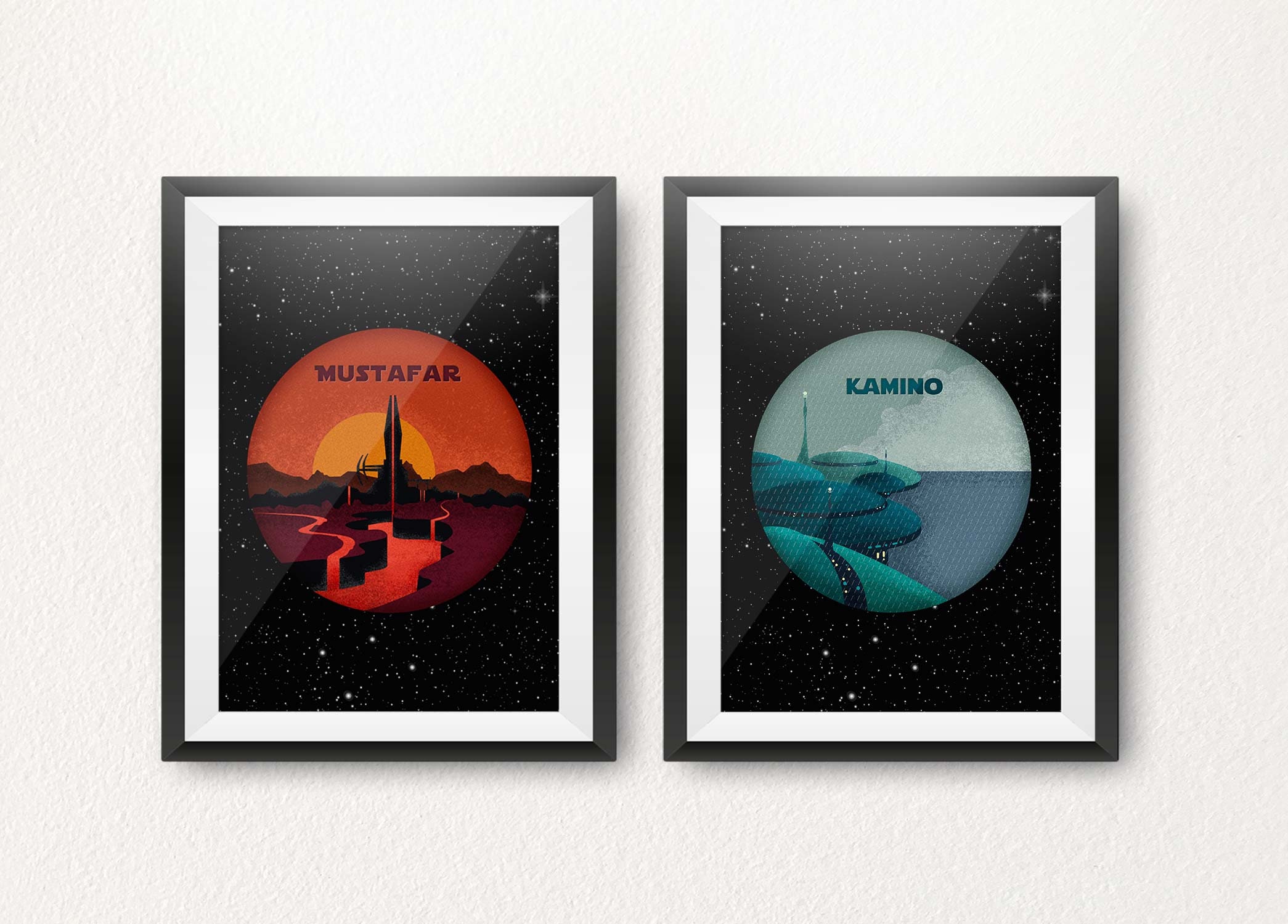 STAR WARS PLANETS illustration poster collection - Etsy France