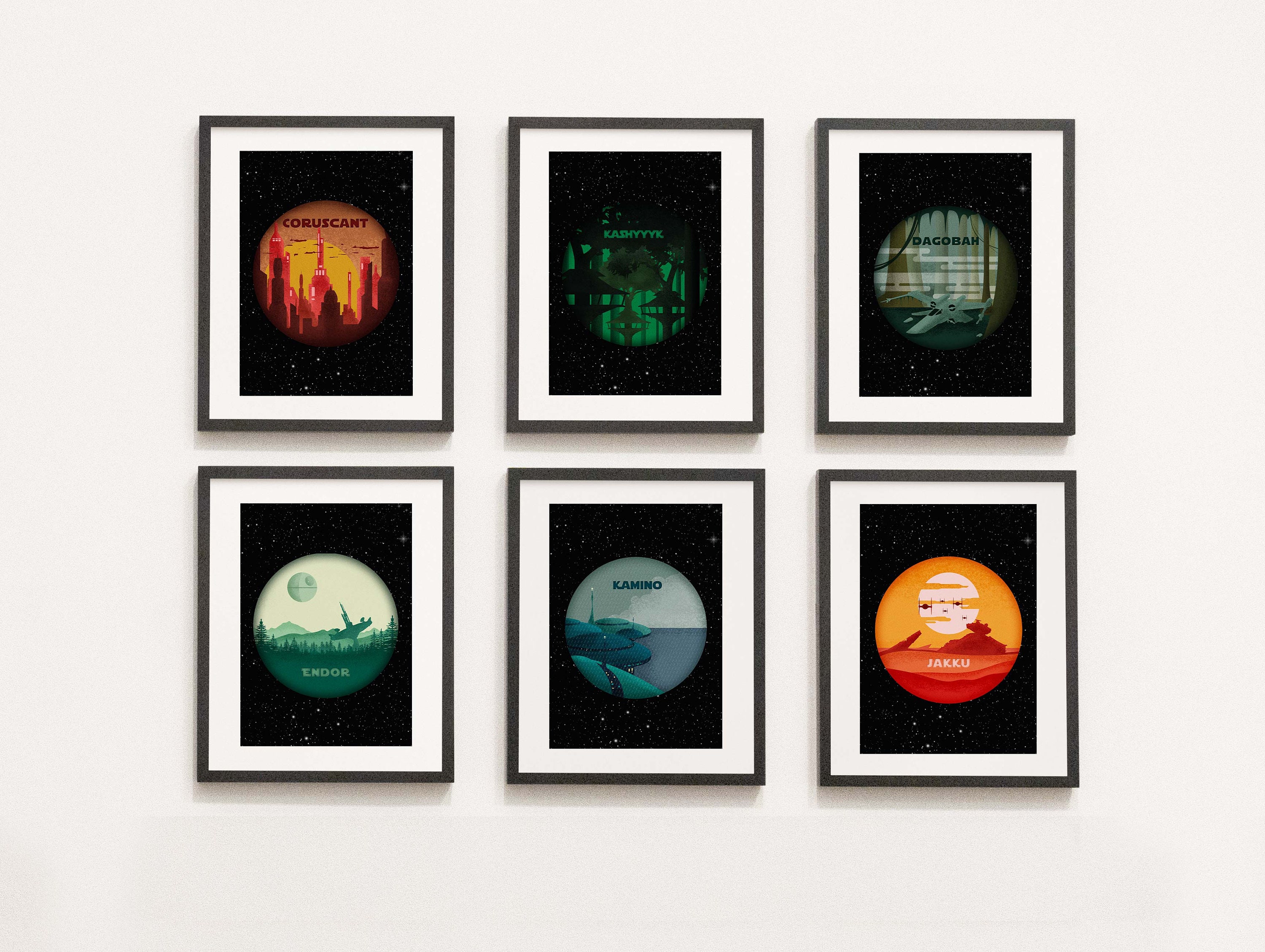 STAR WARS PLANETS illustration poster collection - Etsy France