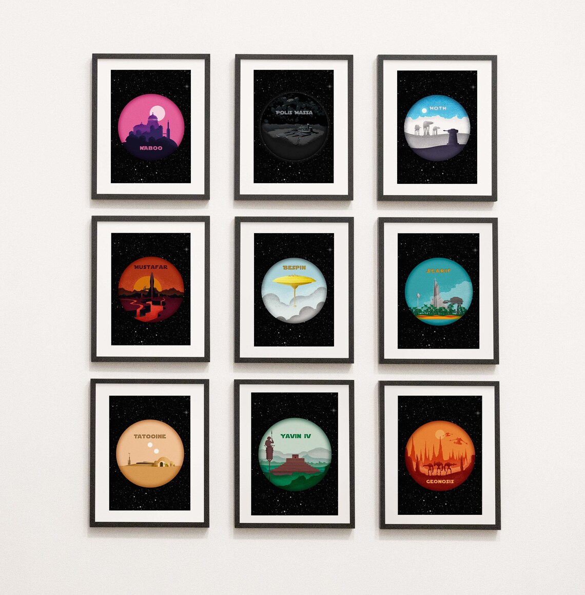 STAR WARS PLANETS illustration poster collection - Etsy France