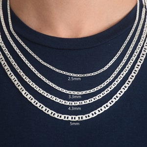 Mariner Chains 925 Sterling Silver Mens and Women Flat Mariner Link ...
