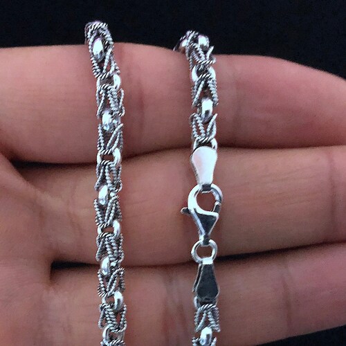 Byzantine Silver Chain Necklace Oxidized Sterling Silver - Etsy